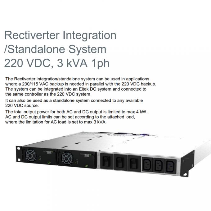 1U Integrated / Standalone Telecom Power System 3kVA 1phase 220VDC ...