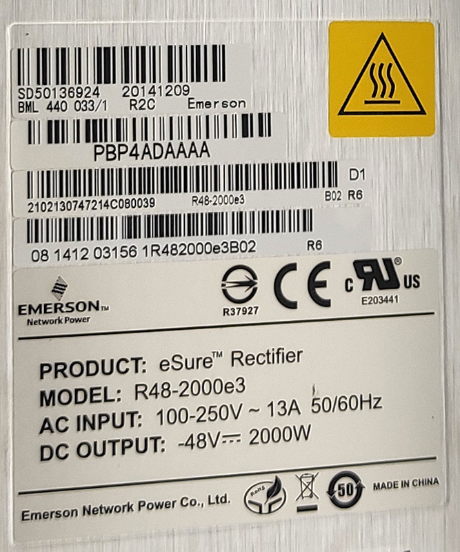Vertiv 48V 30A 2000W Telecom Rectifiers Emerson Rectifier Module R48-2000E3